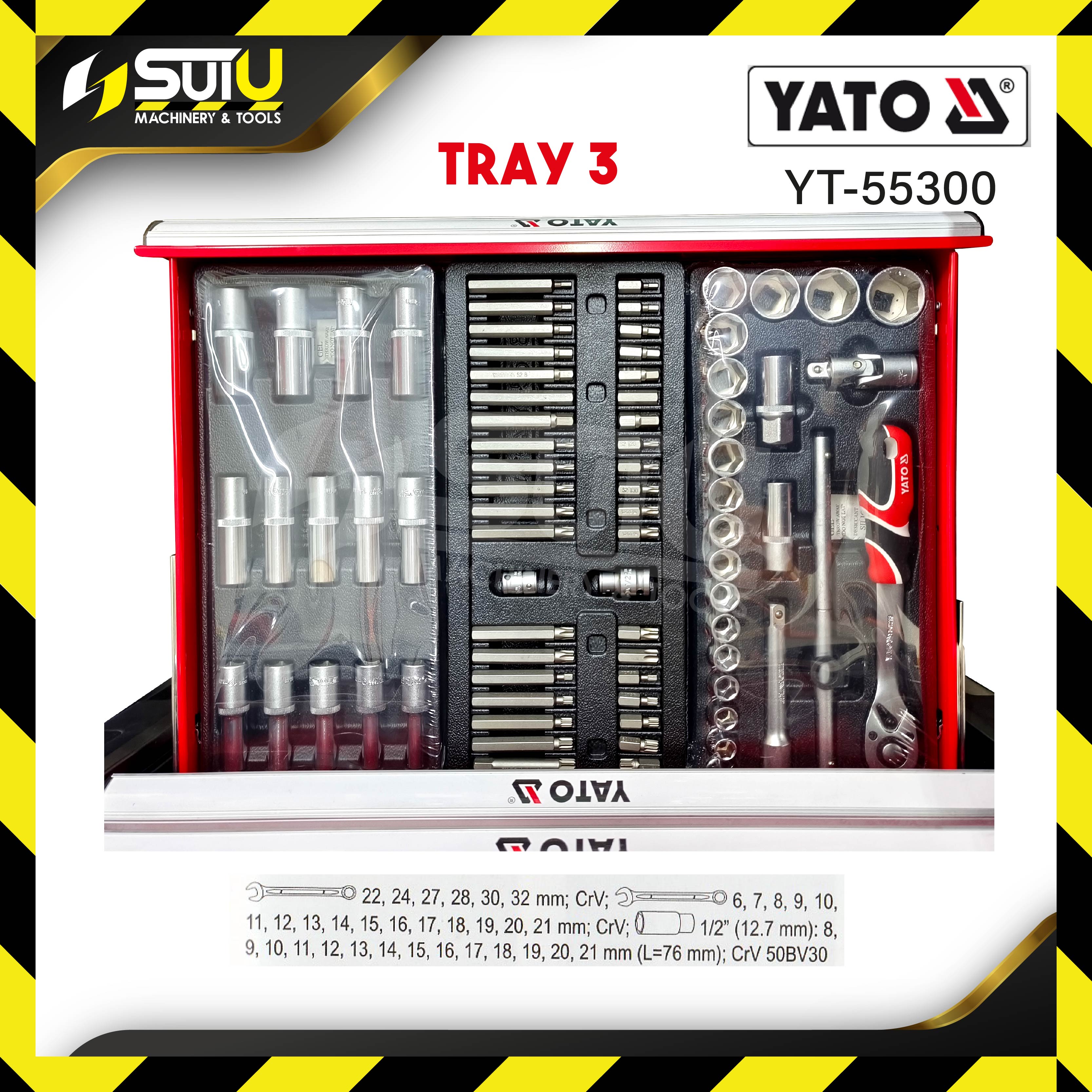 YATO YT-55300 / YT55300 177PCS 12 Tray 6 Drawer Roller Cabinet Set ...