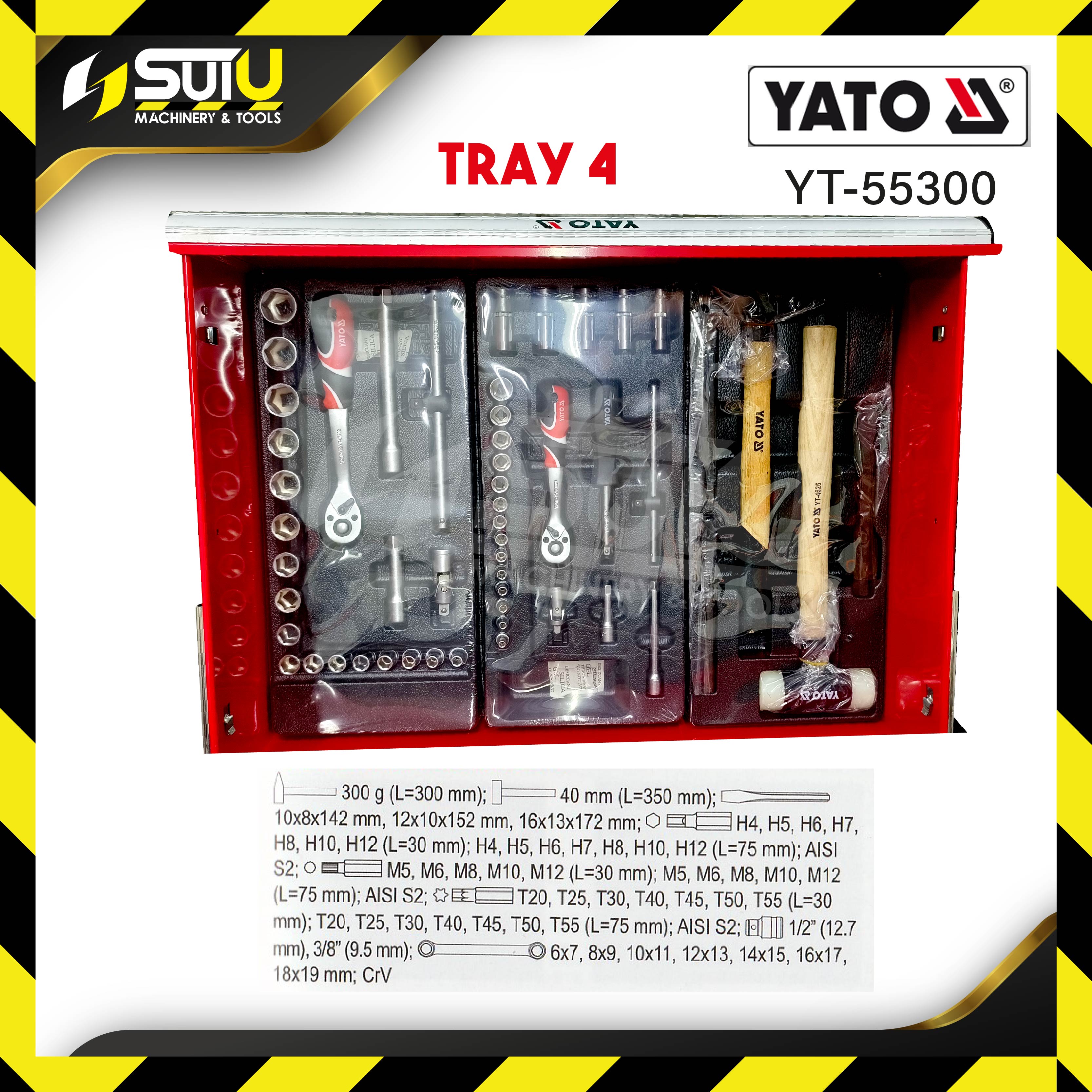 YATO YT-55300 / YT55300 177PCS 12 Tray 6 Drawer Roller Cabinet Set ...