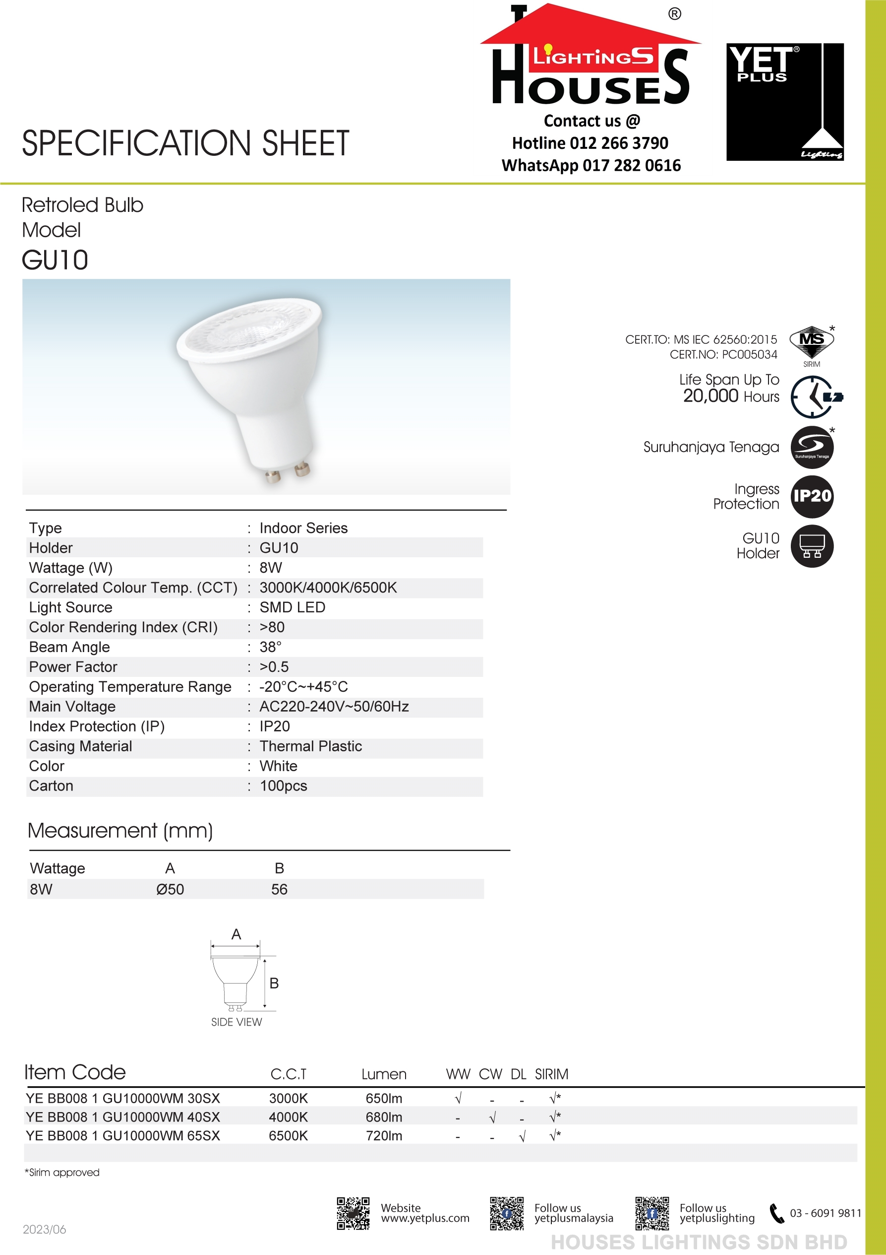 YET GU10 8W LED BULB Bulb Selangor, Malaysia, Kuala Lumpur (KL ...