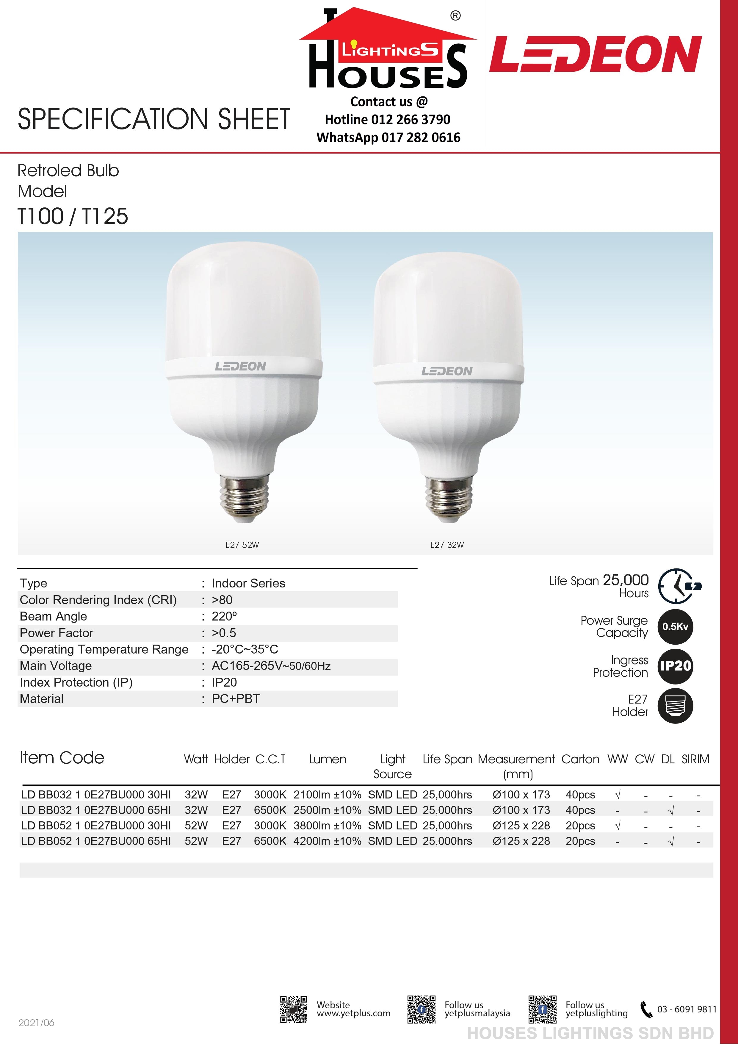 LEDEON MIC BULB T100 T125 32W 52W E27 BULB Bulb Selangor, Malaysia ...