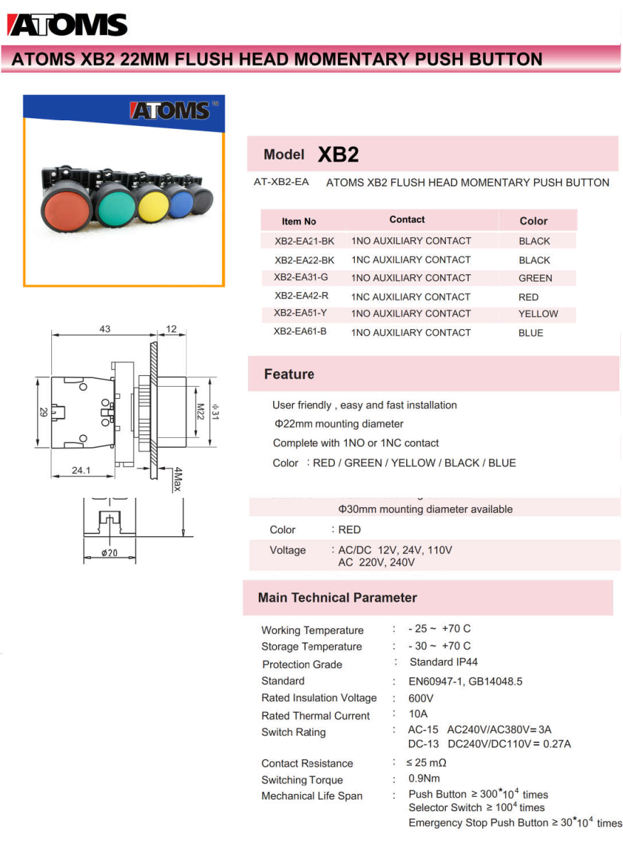 XB2 Series Push Button XB2 Series Push Button Push Button CONTROL ...