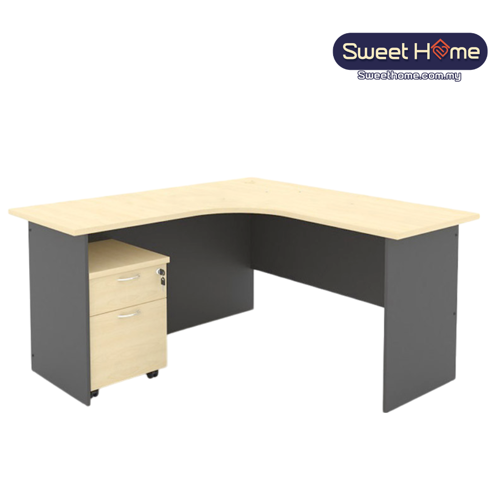 Standard L Shape Office Table (M) CW Mobile Pedestal 1D1F Drawer ...