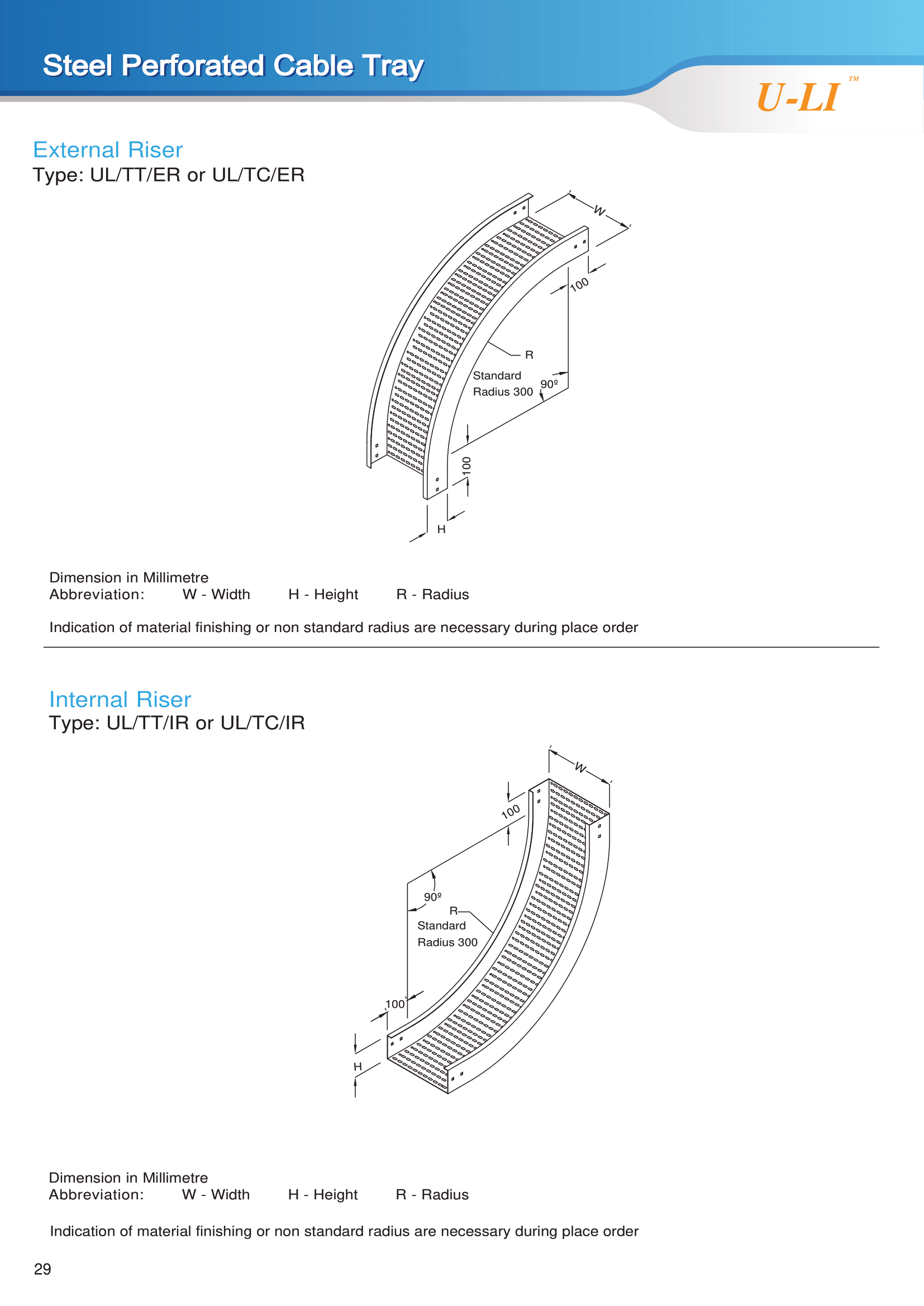 Type: UL/TT/ST or UL/TC/ST Steel Perforated Cable Tray U-Li Cable ...