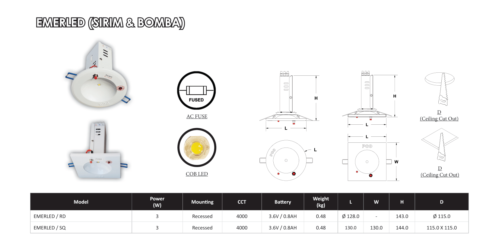 EMERLED RD/SQ Emergency Light PCO Emergency Lighting Kuala Lumpur (KL ...