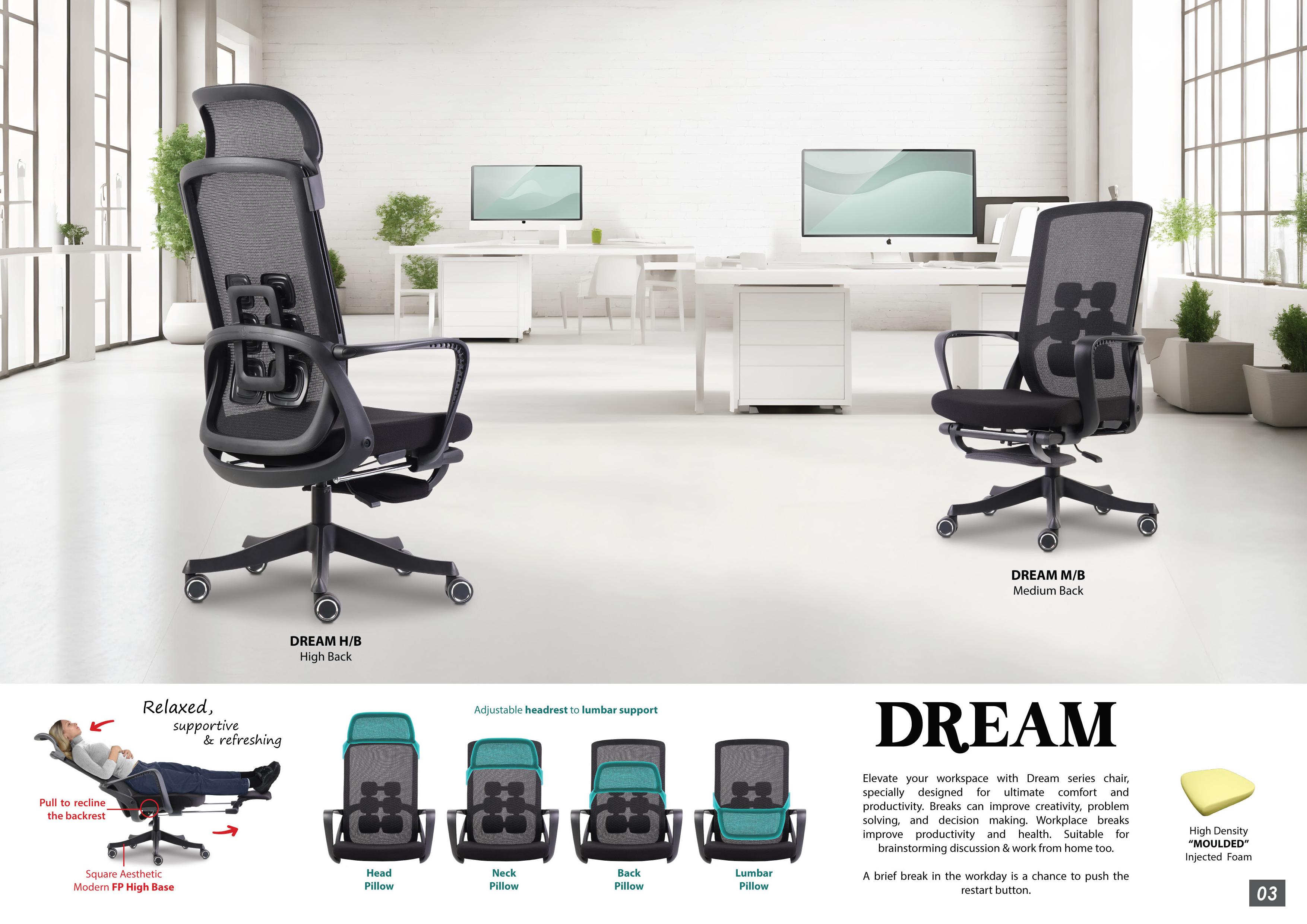Executive High Back Mesh Chair (DREAM Series) OFFICE FURNITURE Foldable ...