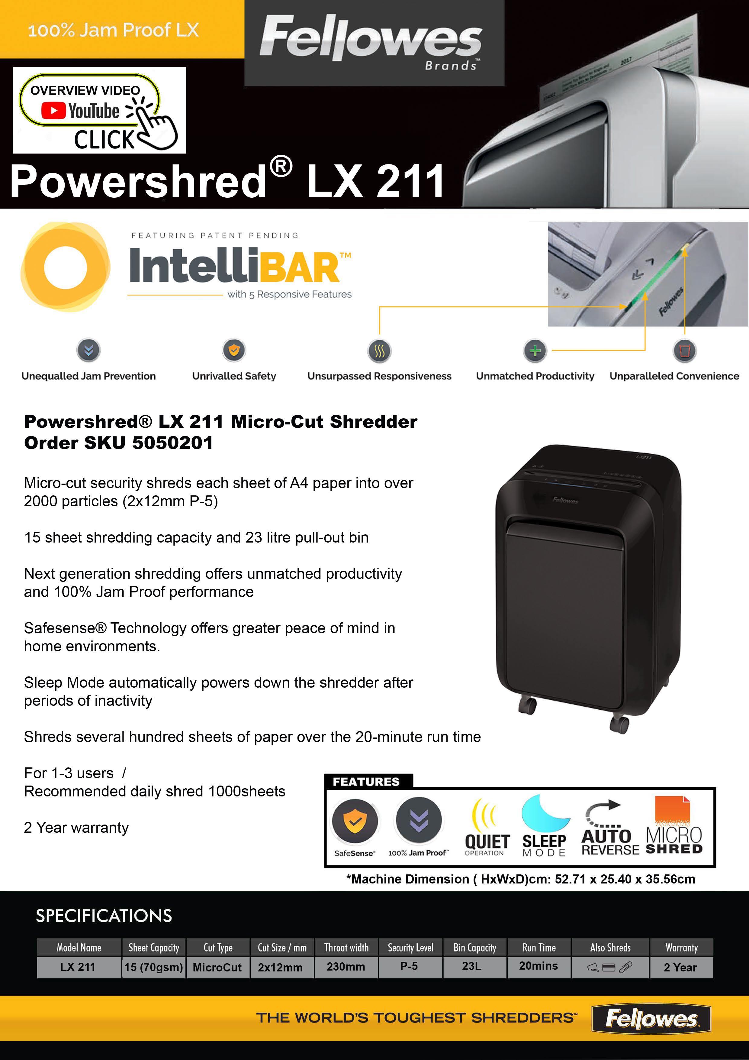 Fellowes Powershred LX211 Small Office Micro-Cut Paper Shredder (Shred ...