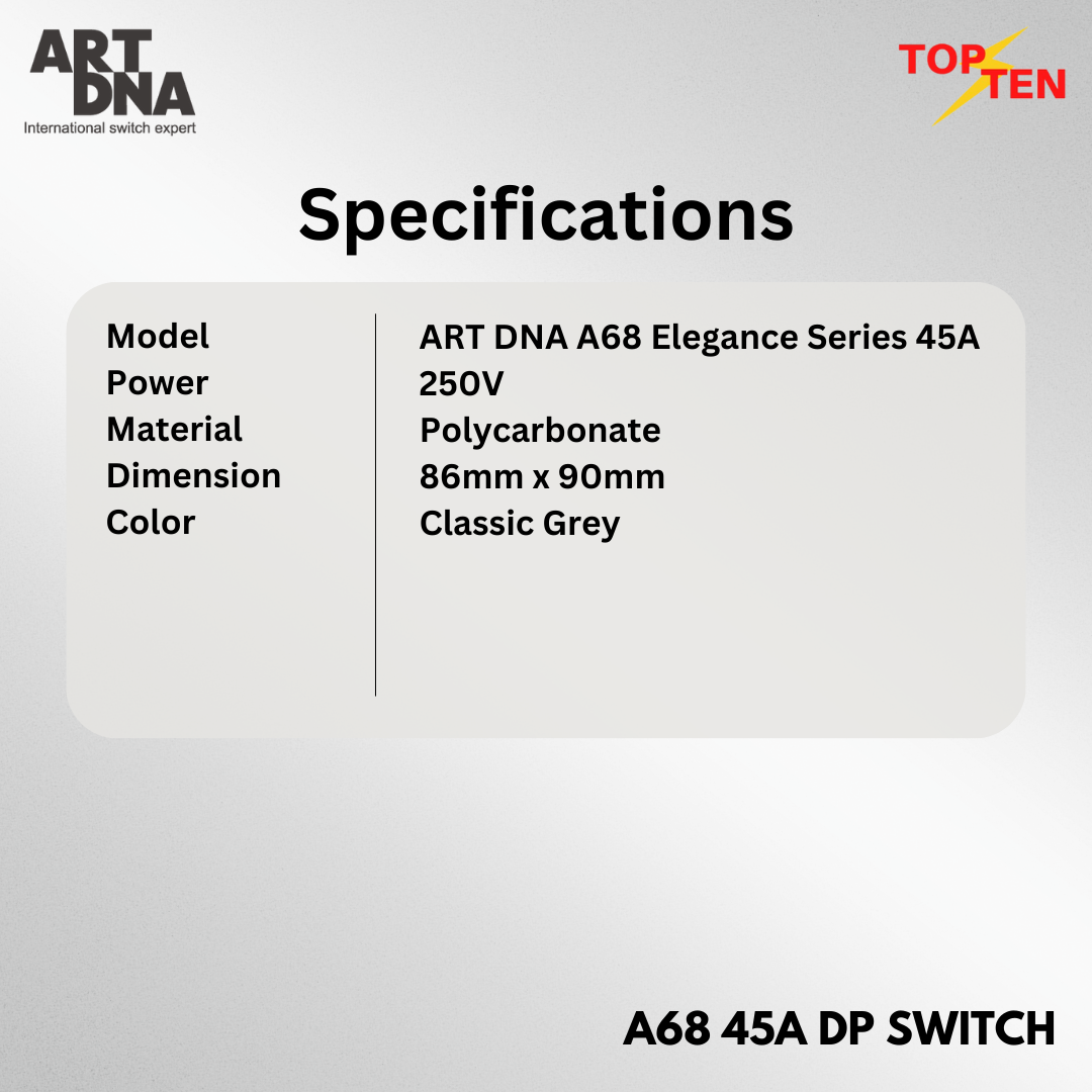 ART DNA A68 45A Double Pole Switch Puchong, Selangor, Kuala Lumpur (KL ...