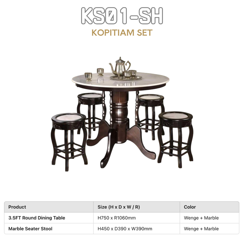 KS01-SH Kopitiam Round Table And Stool Set 1+4 | Kopitiam Cafe ...