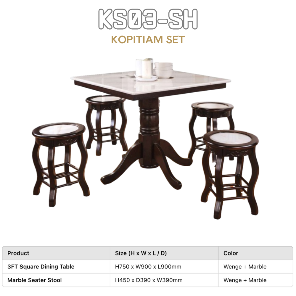 KS03-SH Kopitiam Round Table And Stool Set 1+4 | Kopitiam Cafe ...