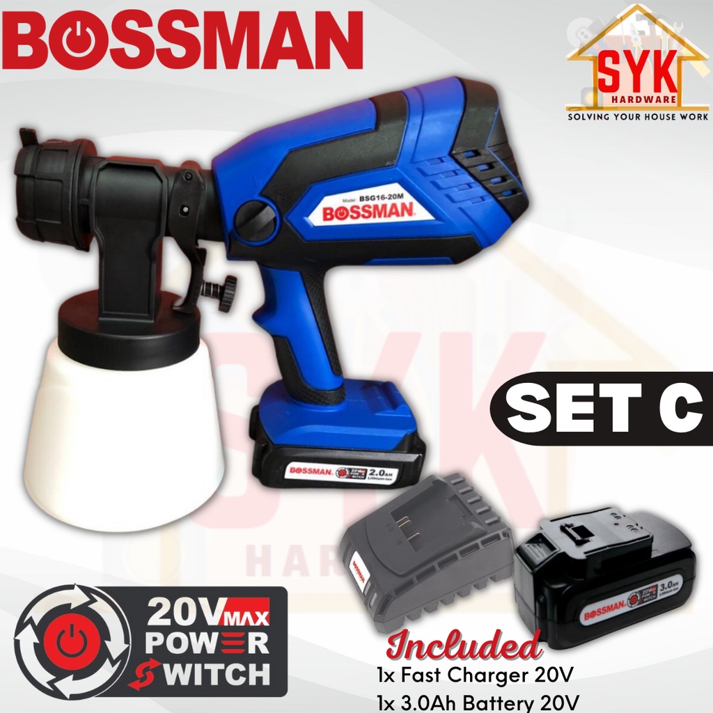 SYK (Free Shipping) BOSSMAN BSG16-20M Cordless Paint Spray Gun Battery ...