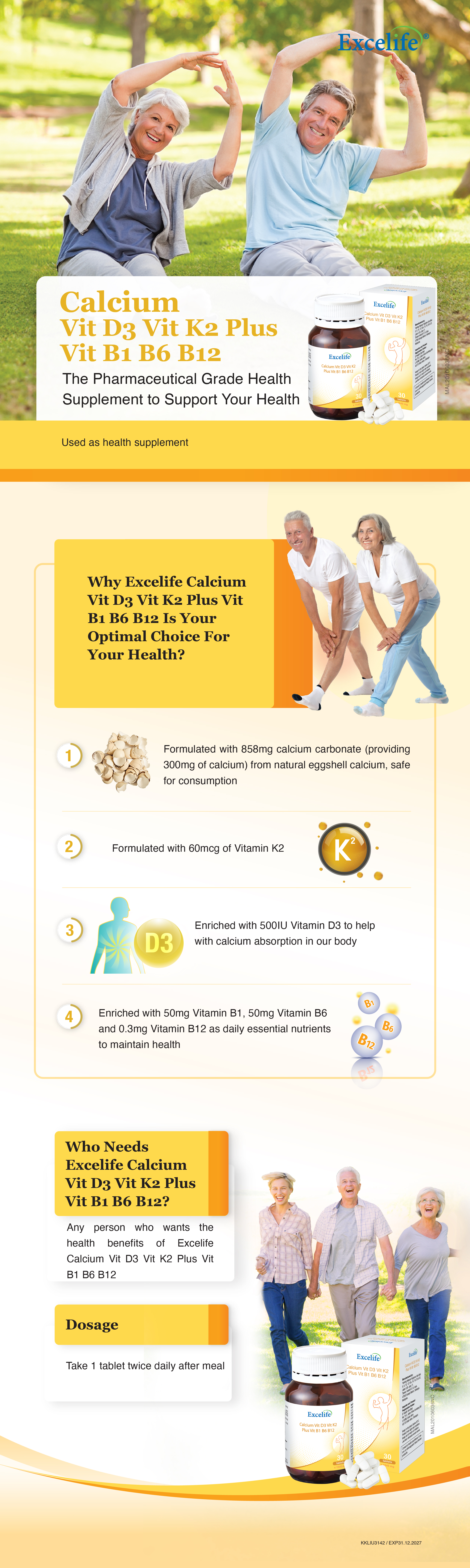 Excelife Calcium Vit D3 Vit K2 Plus Vit B1 B6 B12 Shah Alam Supplier ...