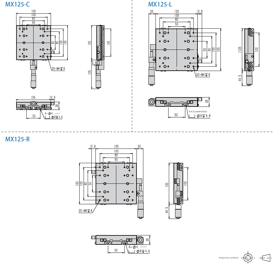 Standard X-axis Cross Guide Manual Translation Stage (MX & MXY Series ...