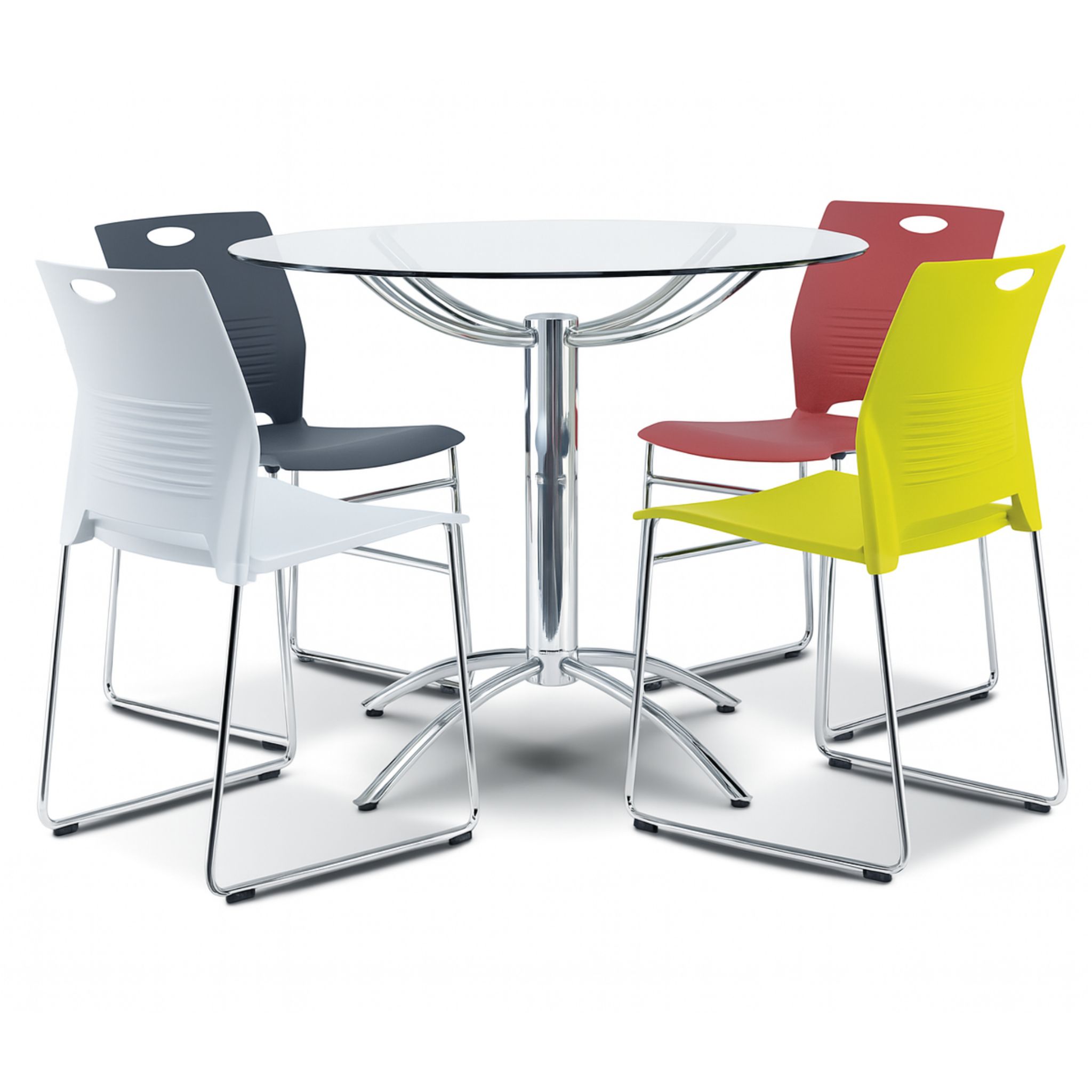 3 Ft 4 Seater Pantry Round Glass Table Set Type A OFC3144C Selangor, KL ...
