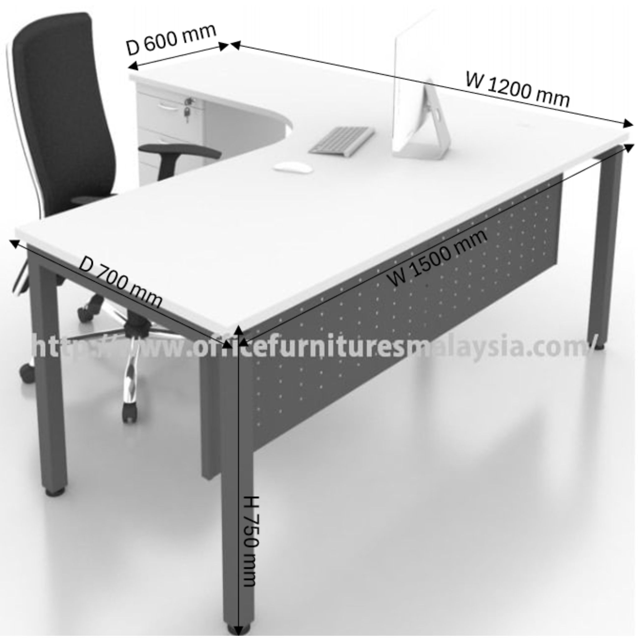 5 Ft X 4 Ft Modern L Shape Executive Desk OFMN1512LD Selangor, KL ...