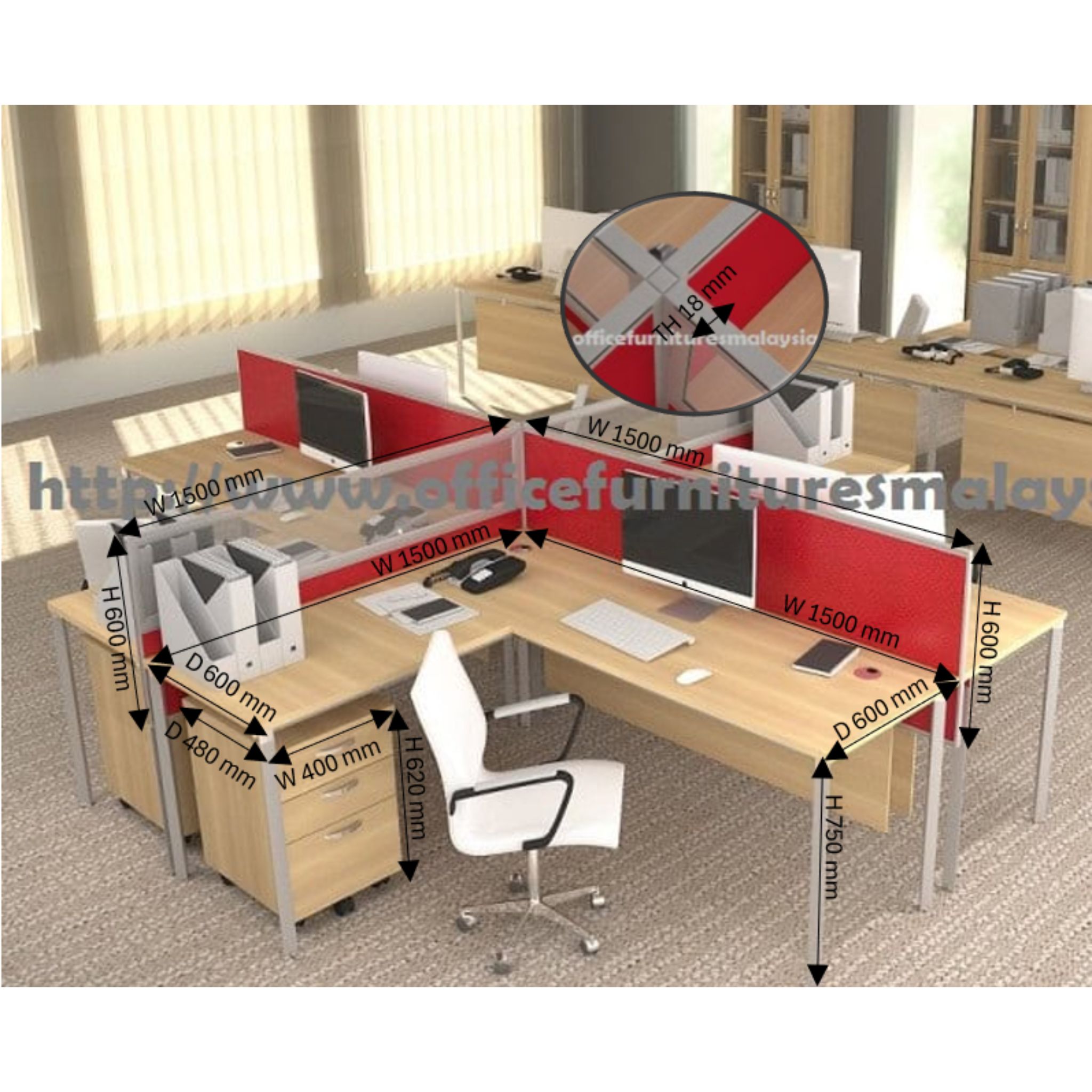 5 Ft X 5 Ft Office Partition Cubicle Workstations OFM18m3CT Portable ...