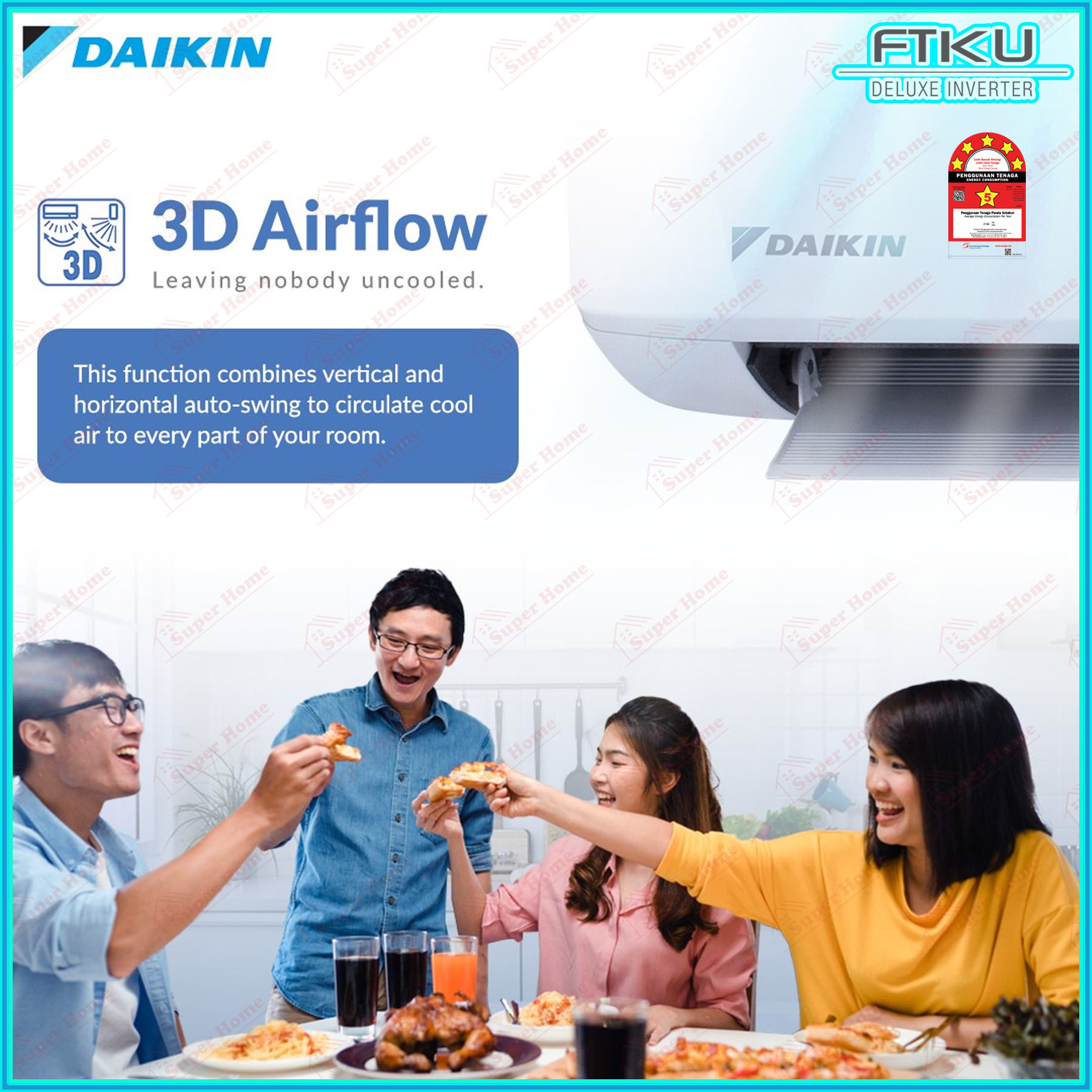 Daikin Deluxe Inverter Air Conditioner 1.0hp - 3.0hp ((FTKU Series ...