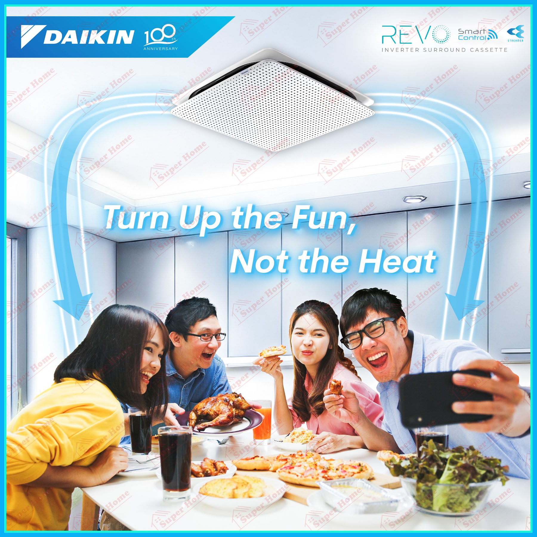 Daikin REVO Surround Cassette 2.0hp - 5.0hp FCFV Series R32 Premium Non ...