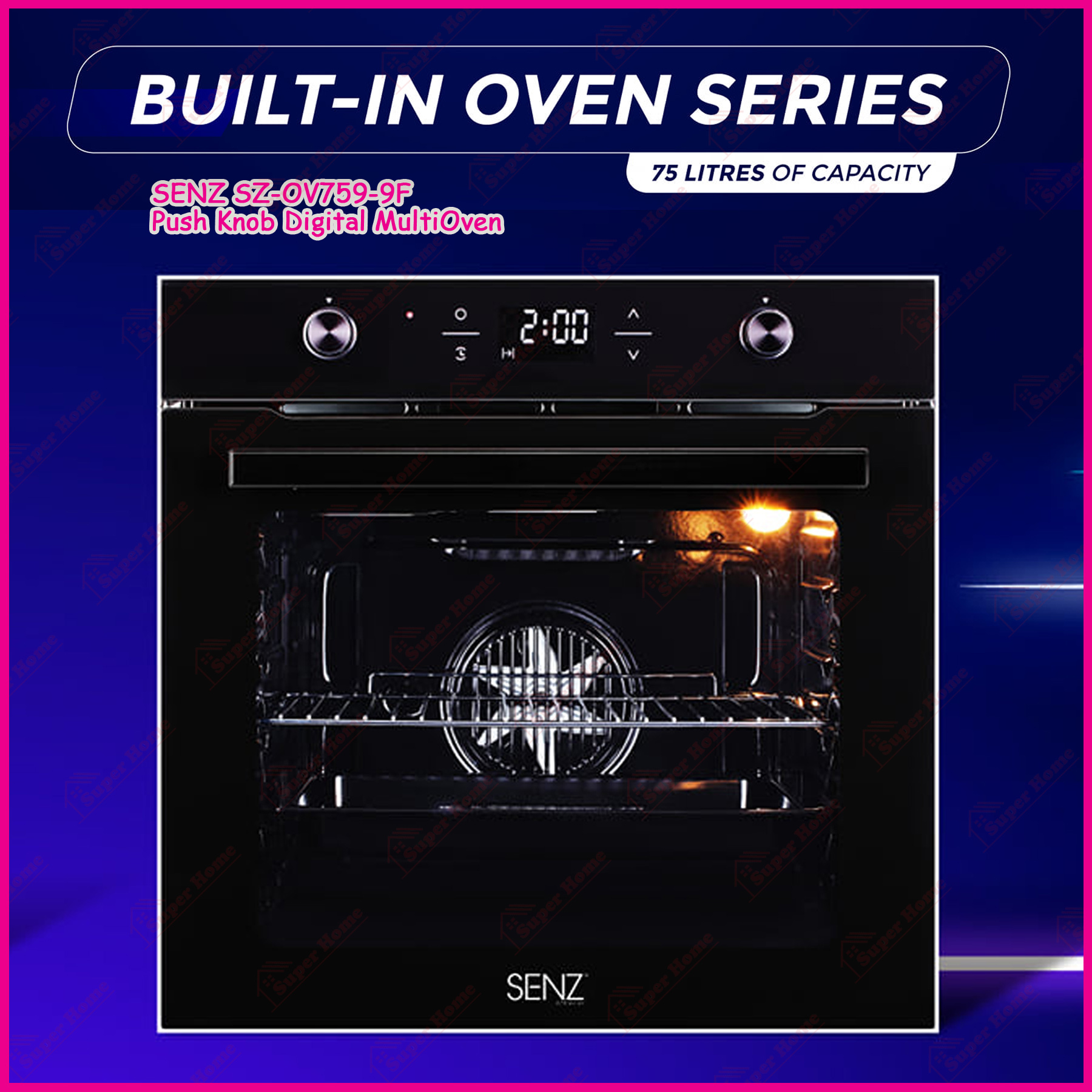 Senz Build-in Oven SZ-OV759-9F Push Knob Digital Multi Oven 75L ((9 ...